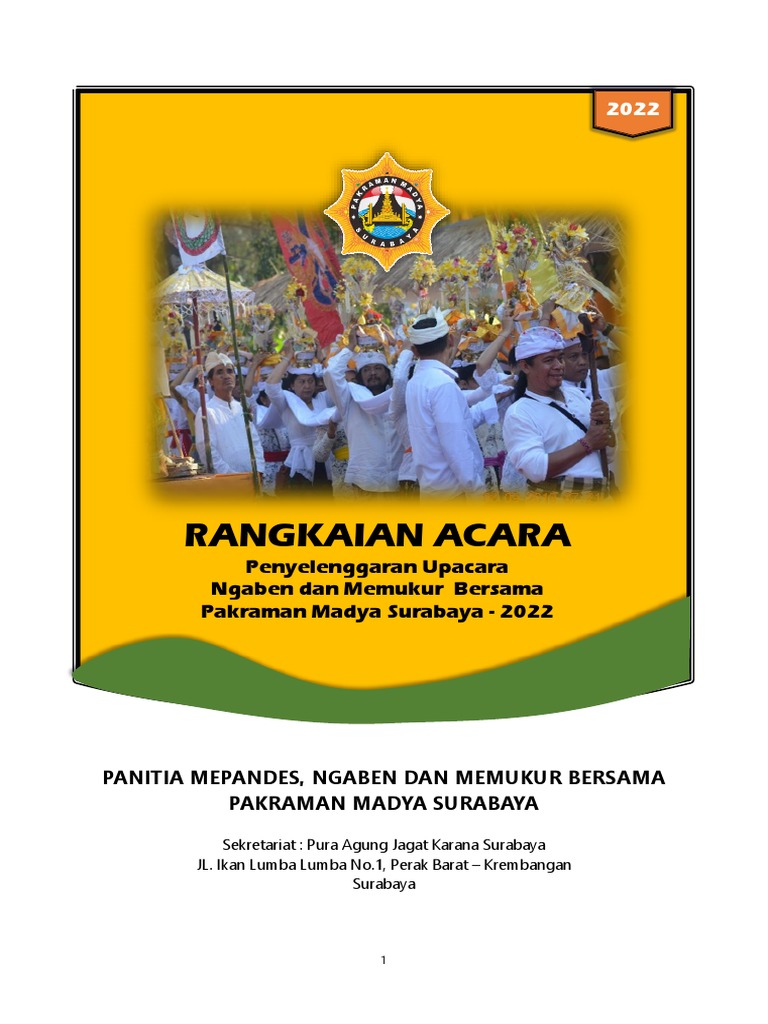 Rangkaian Acara Upacara Ngaben Dan Memukur Bersama 2022 | PDF