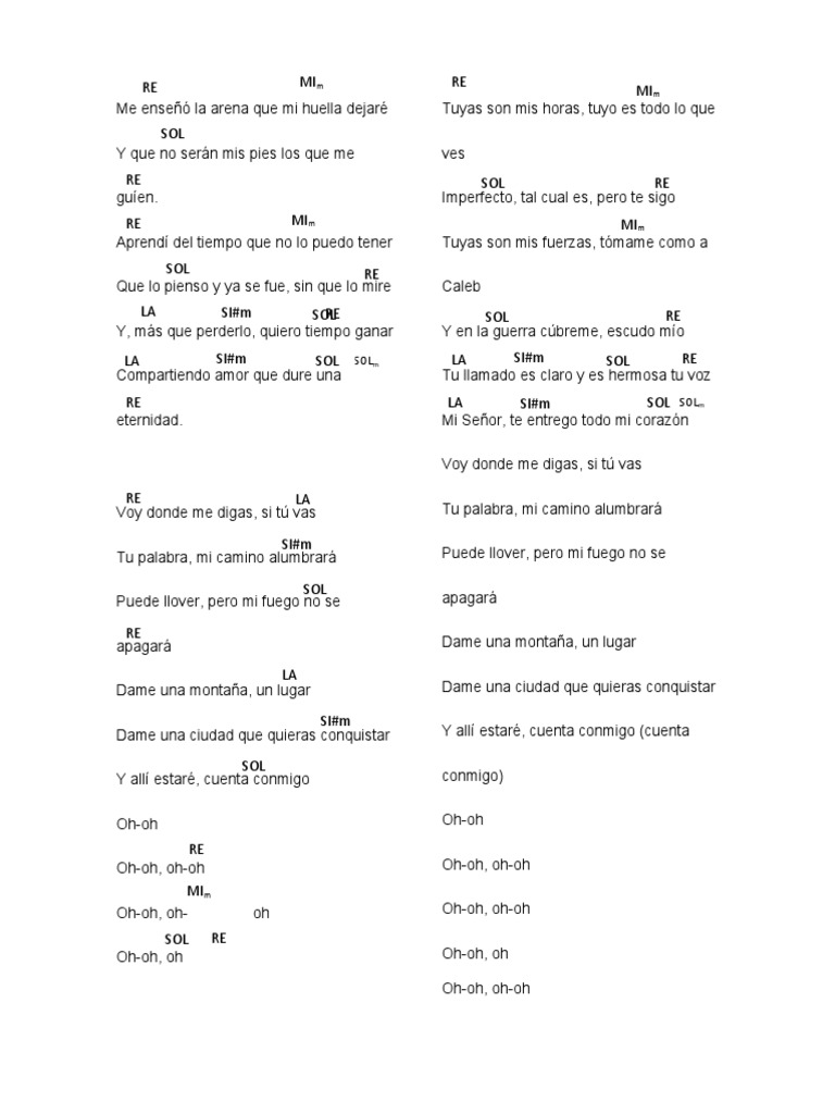 Cuenta Conmigo Zimrah Letra | PDF