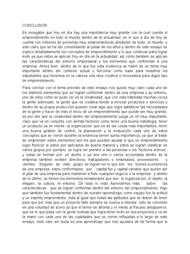 CONCLUSION | PDF | Iniciativa empresarial | Business