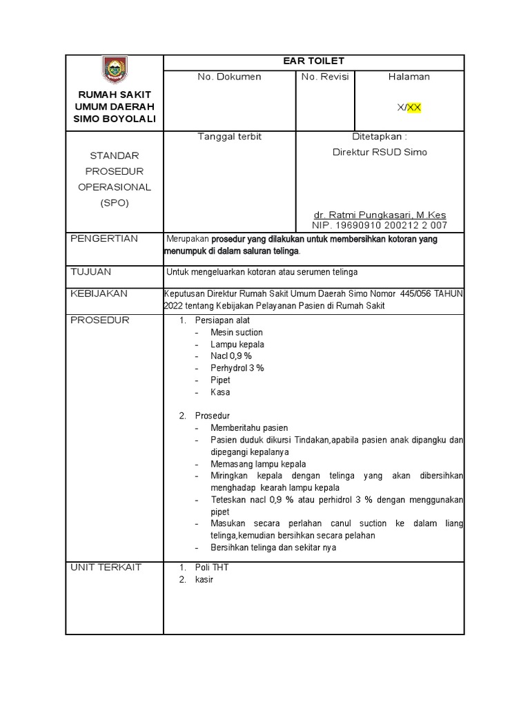 Sop Ear Toilet | PDF