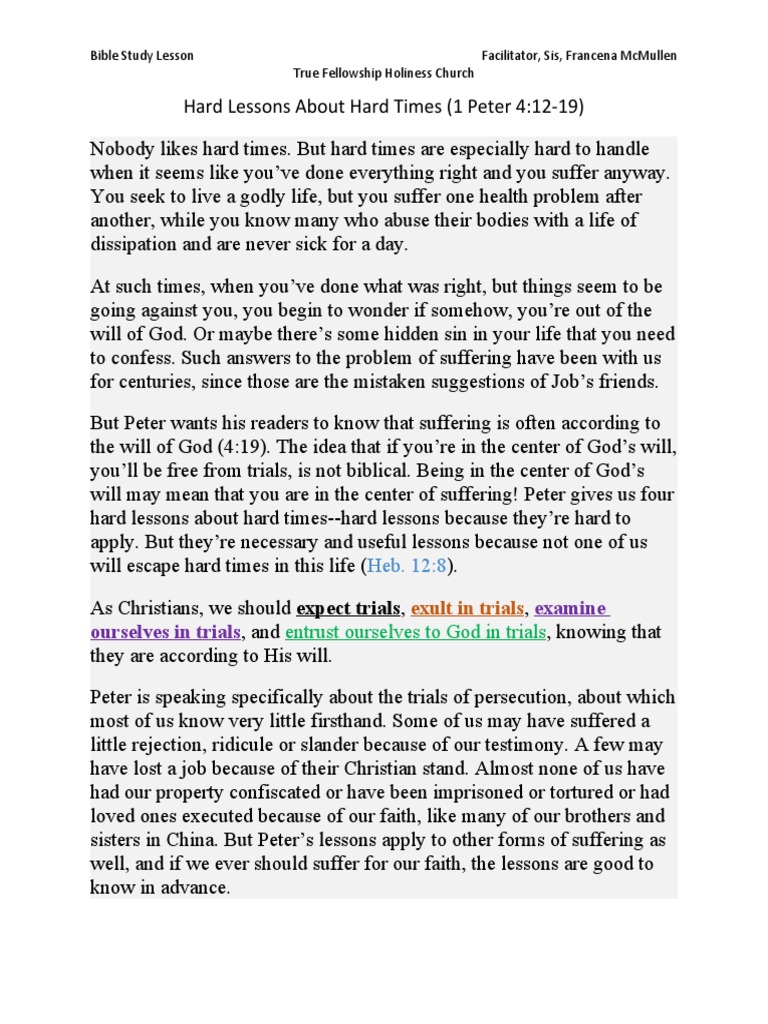 Hard Lessons on Trials and Faith | PDF | Glory (Religion) | Jesus
