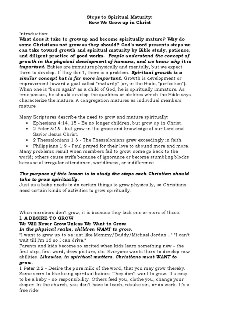 Steps To Spiritual Maturity | PDF | Jesus | Saint Peter