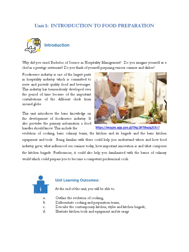 Unit I Kitchen Essentials and Basic Food Preparation 1 | PDF ...