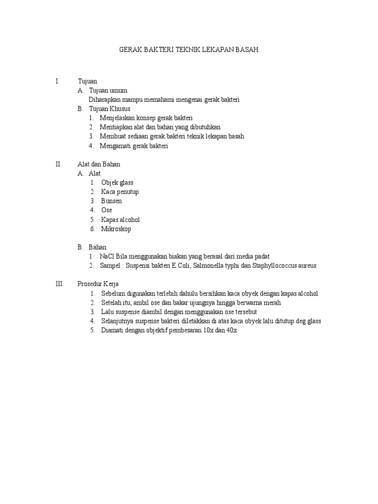 Gerak Bakteri Teknik Lekapan Basah | PDF