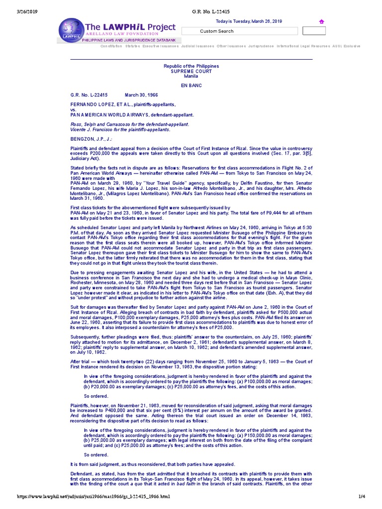 Lopez v. Pan American World (1966) | PDF | Damages | Lawyer