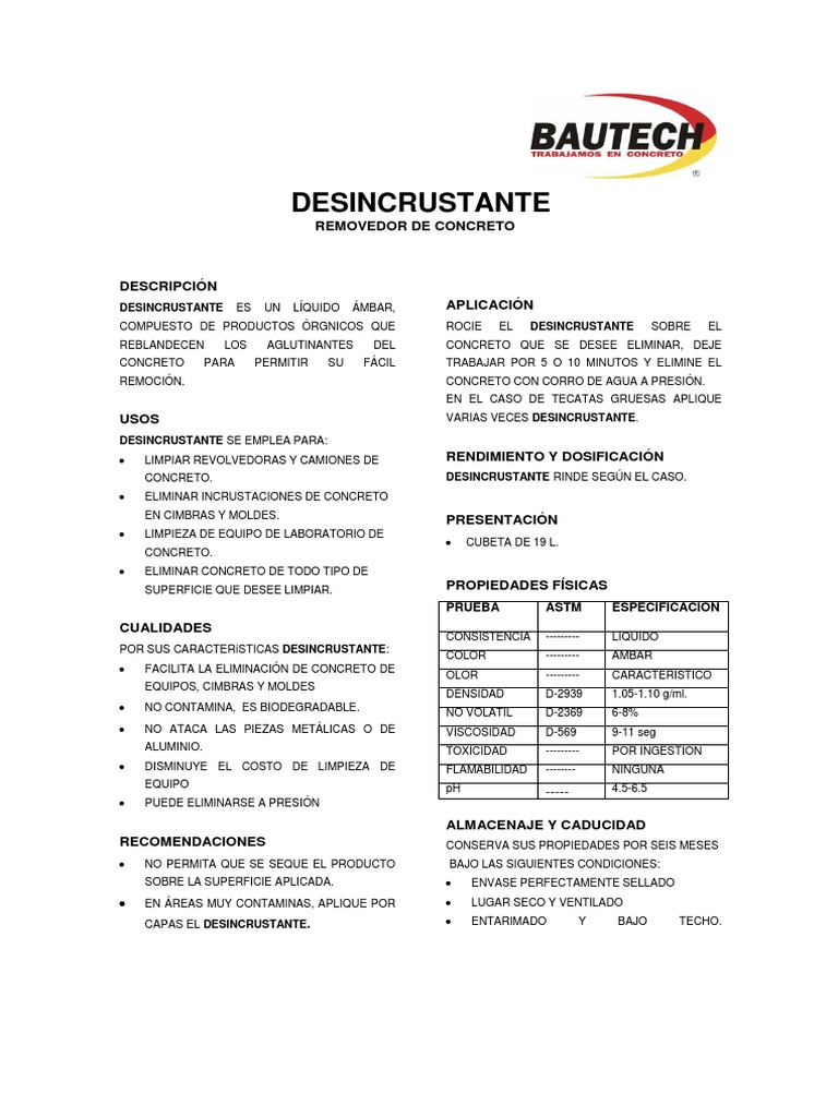 Removedor de Concreto Biodegradable | PDF | Hormigón | Materiales