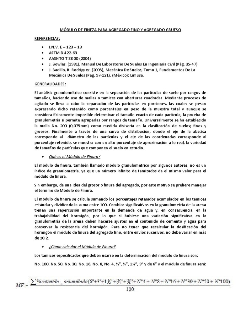 Módulo de Fineza | PDF | Hormigón