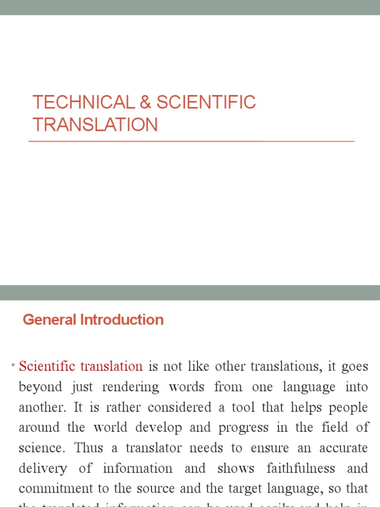 Scientific Technical Translation Slides | PDF | Translations | Science