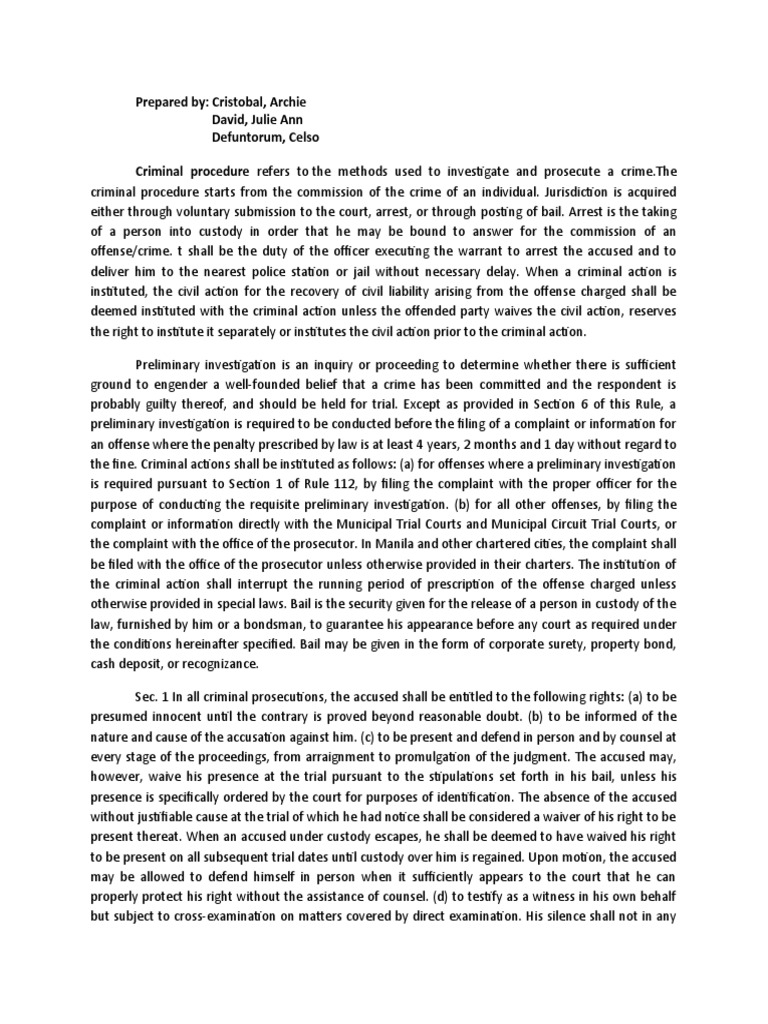 Crim Procedure Flow Chart | PDF | Plea | Arraignment