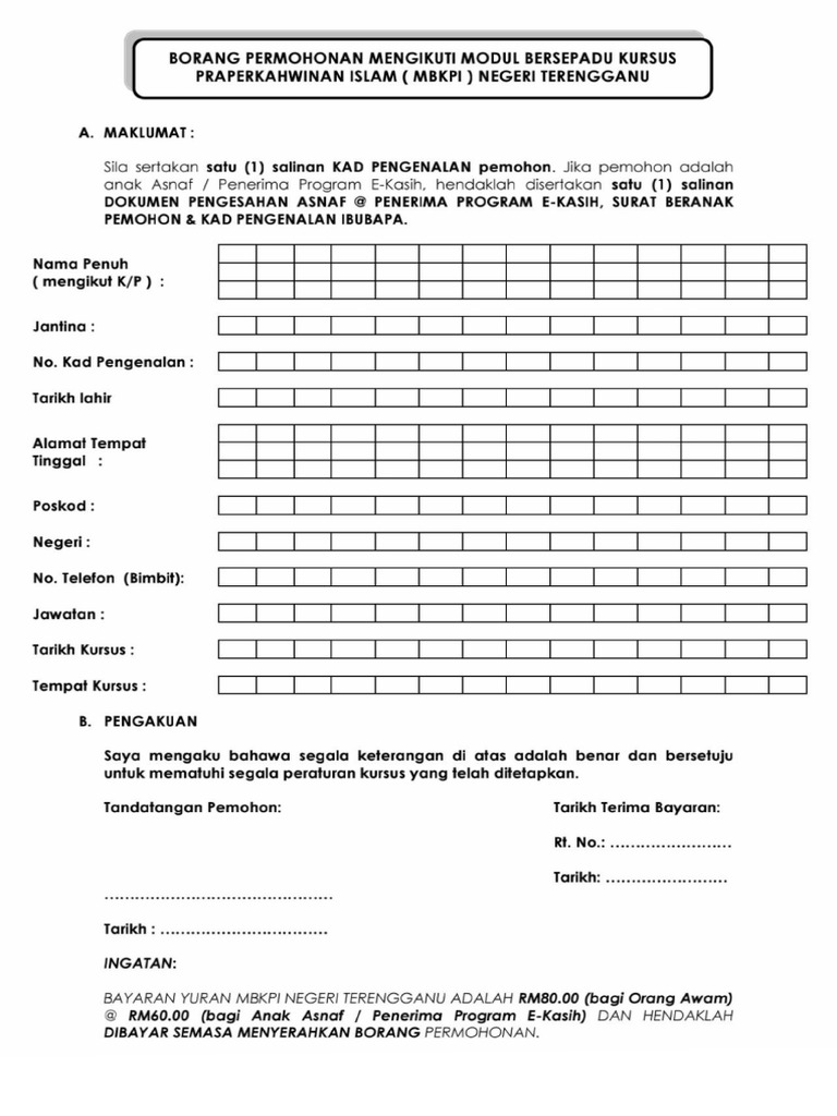 Borang Pra Perkahwinan-1 | PDF