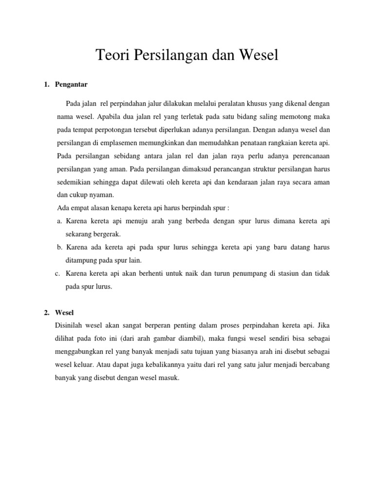 Teori Persilangan Dan Wesel Rel Kereta | PDF