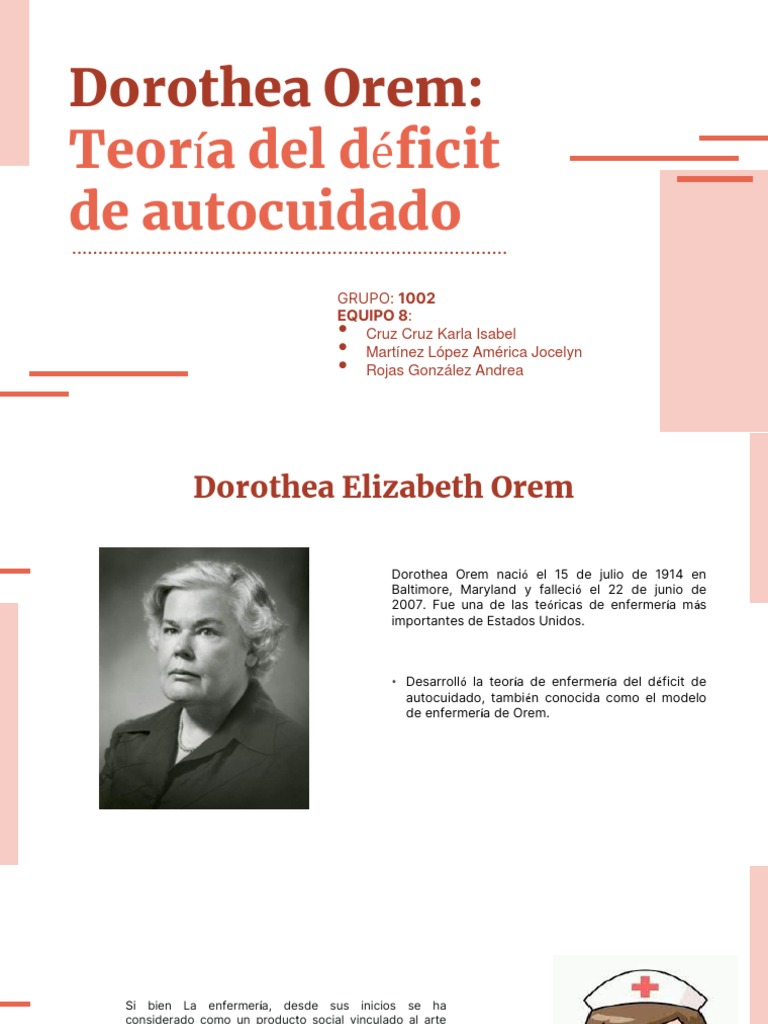Orem, Teoría Del Déficit de Autocuidado | PDF | Enfermería | Ciencias de la Salud
