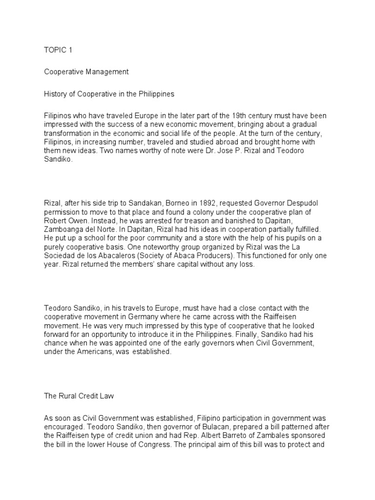 History and Principles of Cooperatives in the Philippines | PDF ...