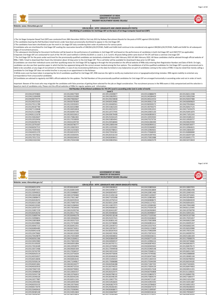 RRB Mumbai NTPC | PDF