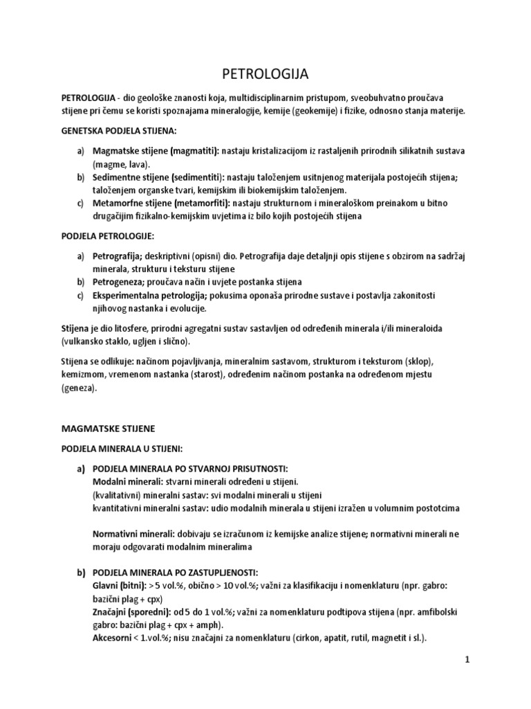 Petrologija - Magmatske | PDF