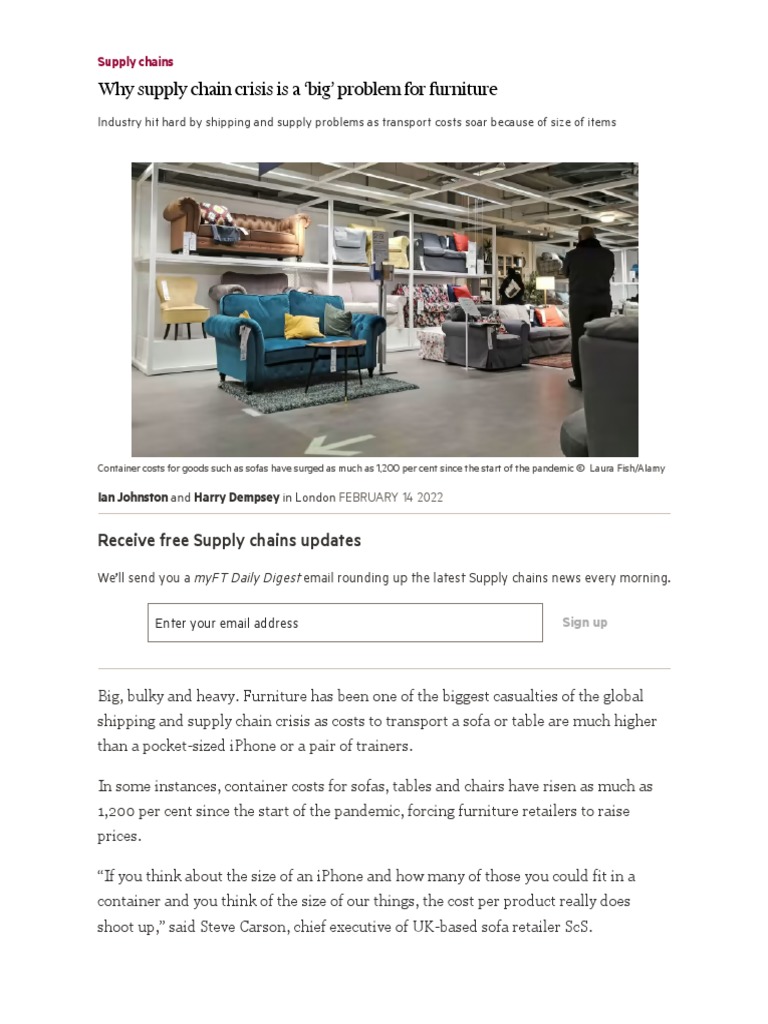 Why Supply Chain Crisis Is A Big' Problem For Furniture Financial | PDF ...