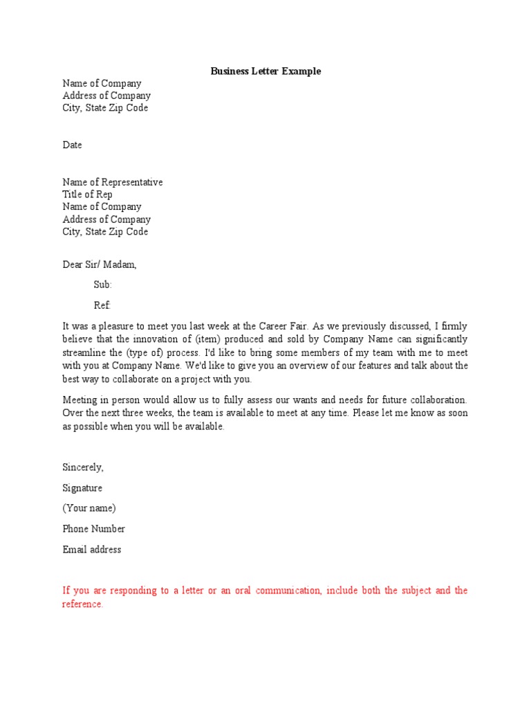 Business Letter Example | PDF