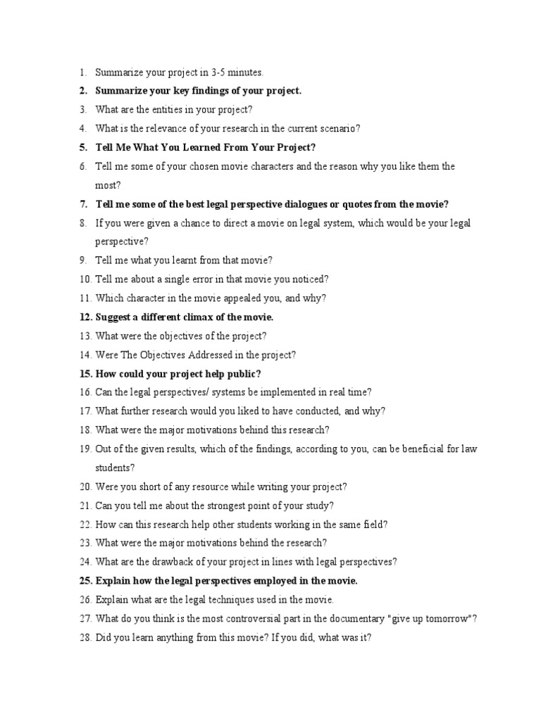 Project Viva-Voce Questions | PDF | Thought | Plot (Narrative)