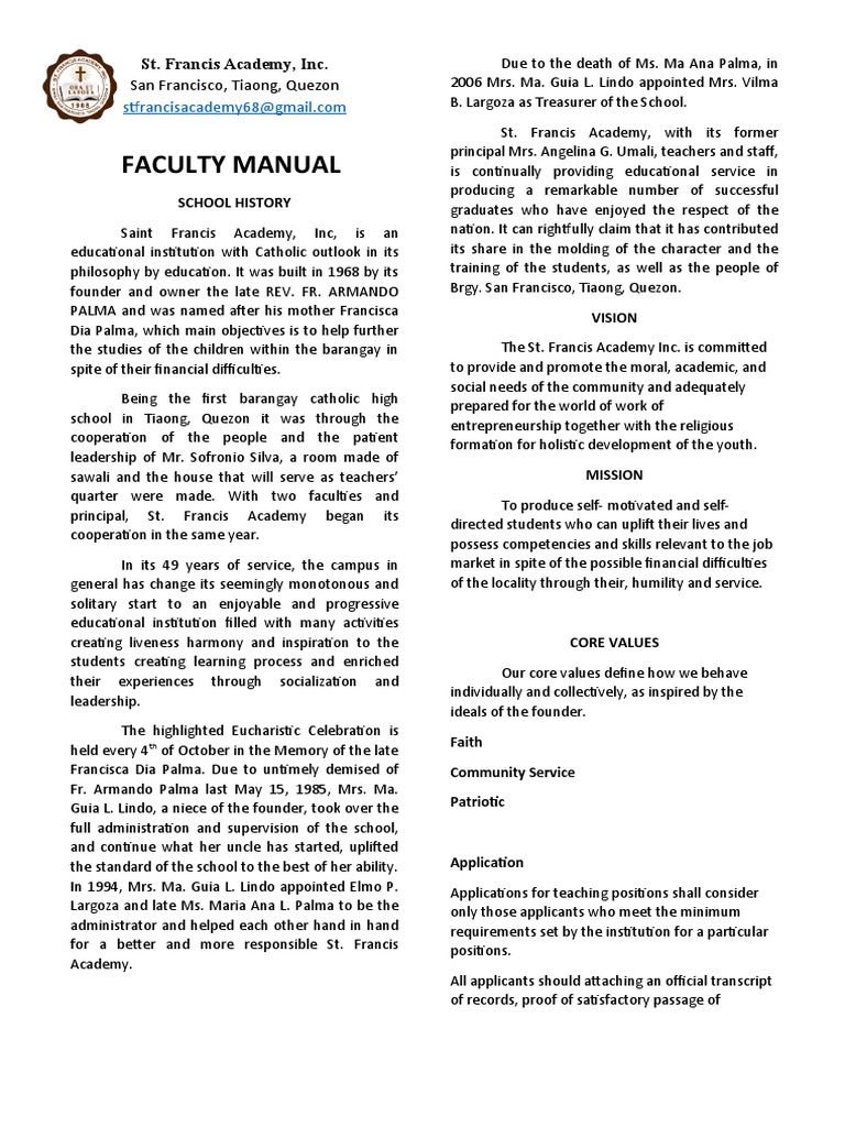 Faculty Manual Edited 21-22 | PDF | Schools