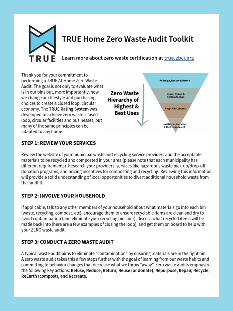 TRUE Home Zero Waste Audit Guide | PDF