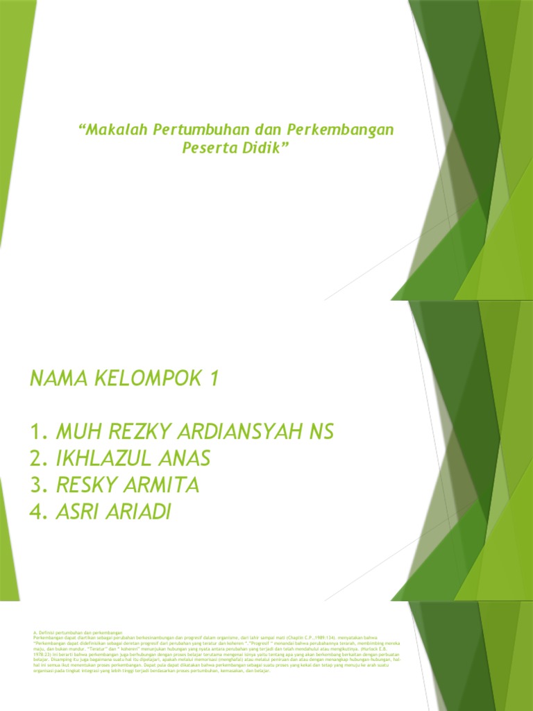 Pertumbuhan dan Perkembangan Peserta Didik | PDF | Karier & Perkembangan