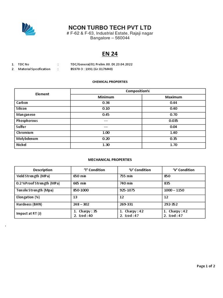 TDC En24 | PDF | Heat Treating | Building Engineering
