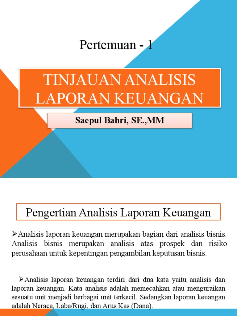 Pertemuan Ke-1 Tinjauan Analisis Laporan Keuangan | PDF