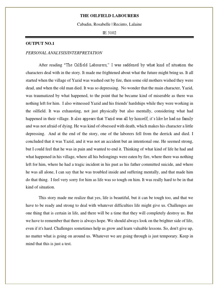 The Oilfield Labourers | PDF