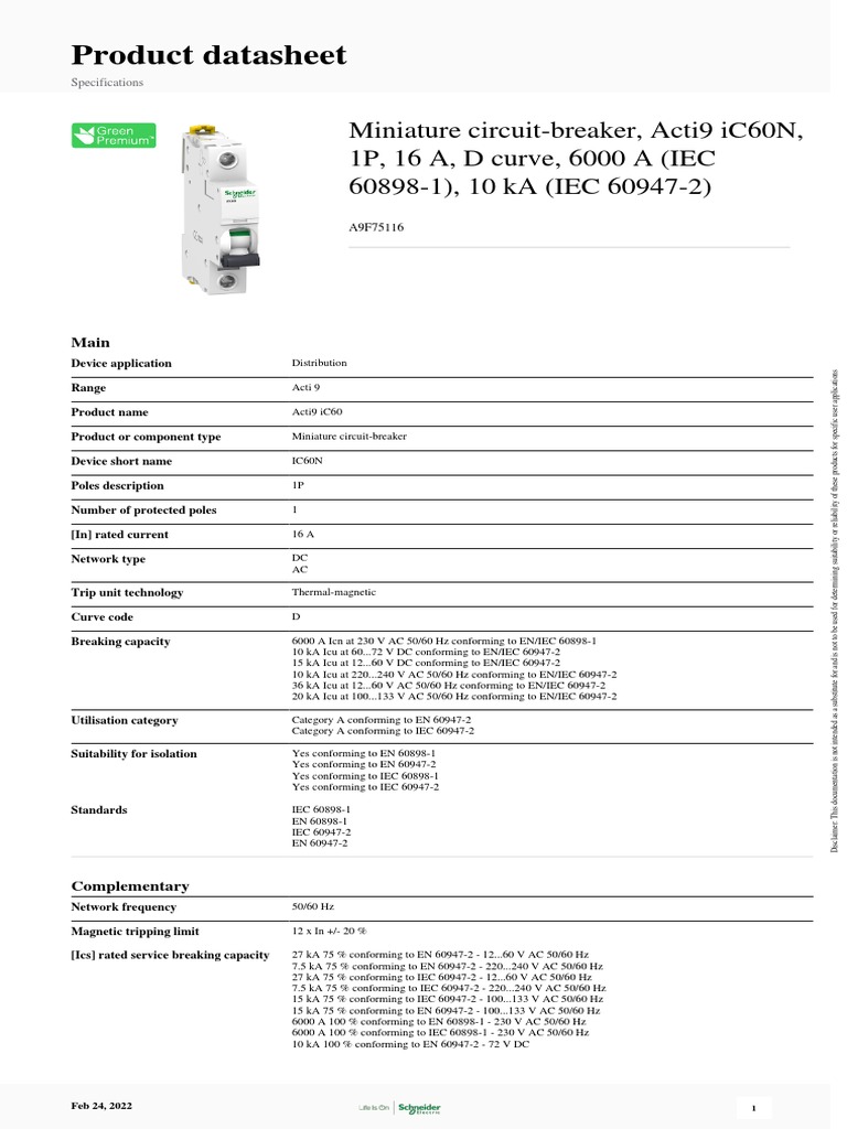 MCB Data Sheet | PDF | Alternating Current | International Electrotechnical Commission