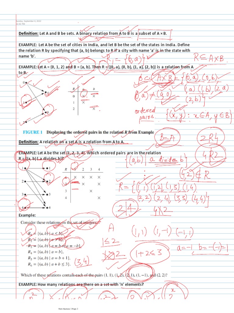 Extra Lecture MTH401 Relations1 04 September - 2022 | PDF