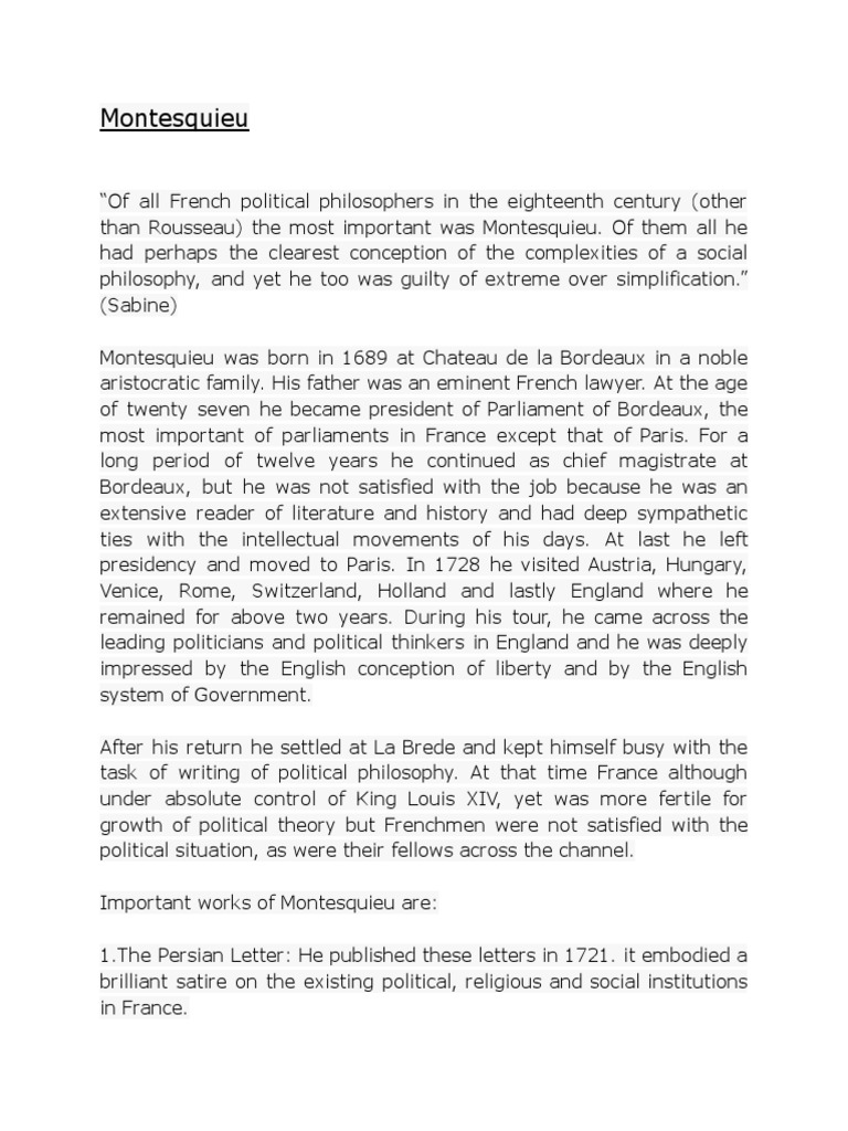Montesquieu's Influence on Separation of Powers | PDF | Dialectic ...