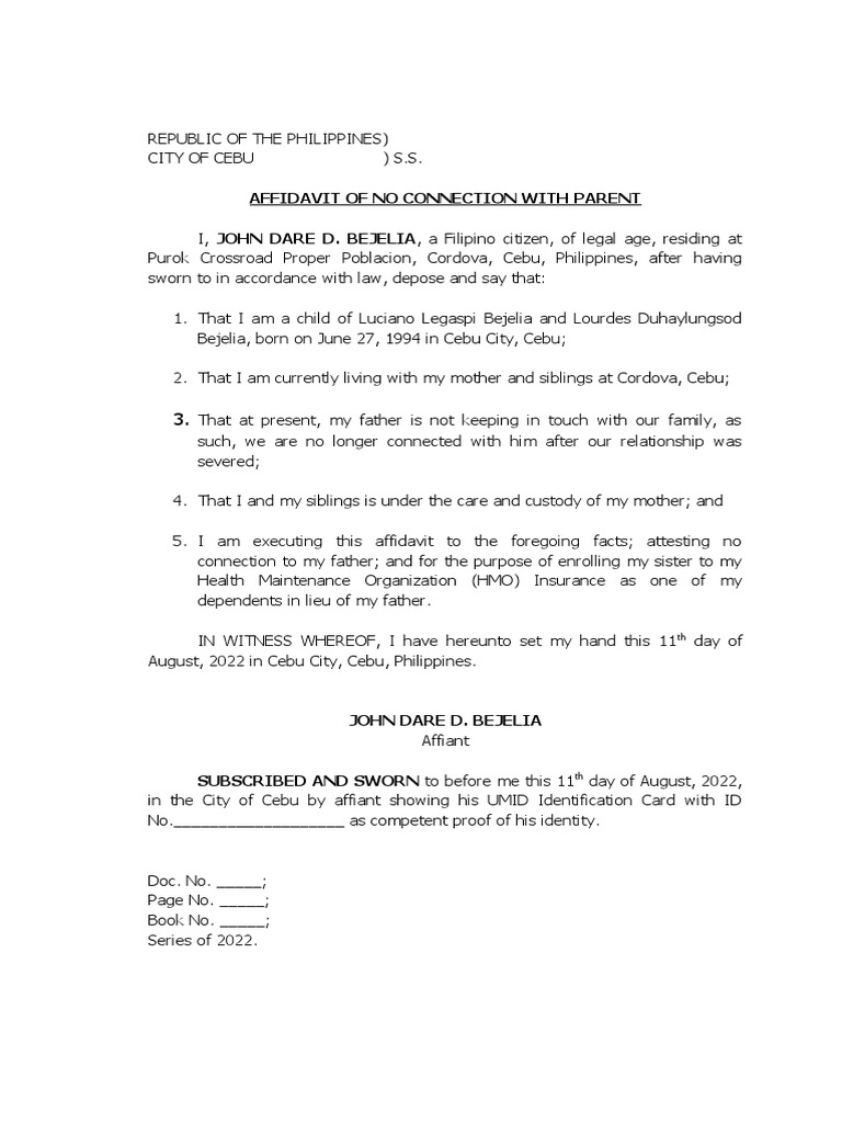 Affidavit of No Connection | PDF