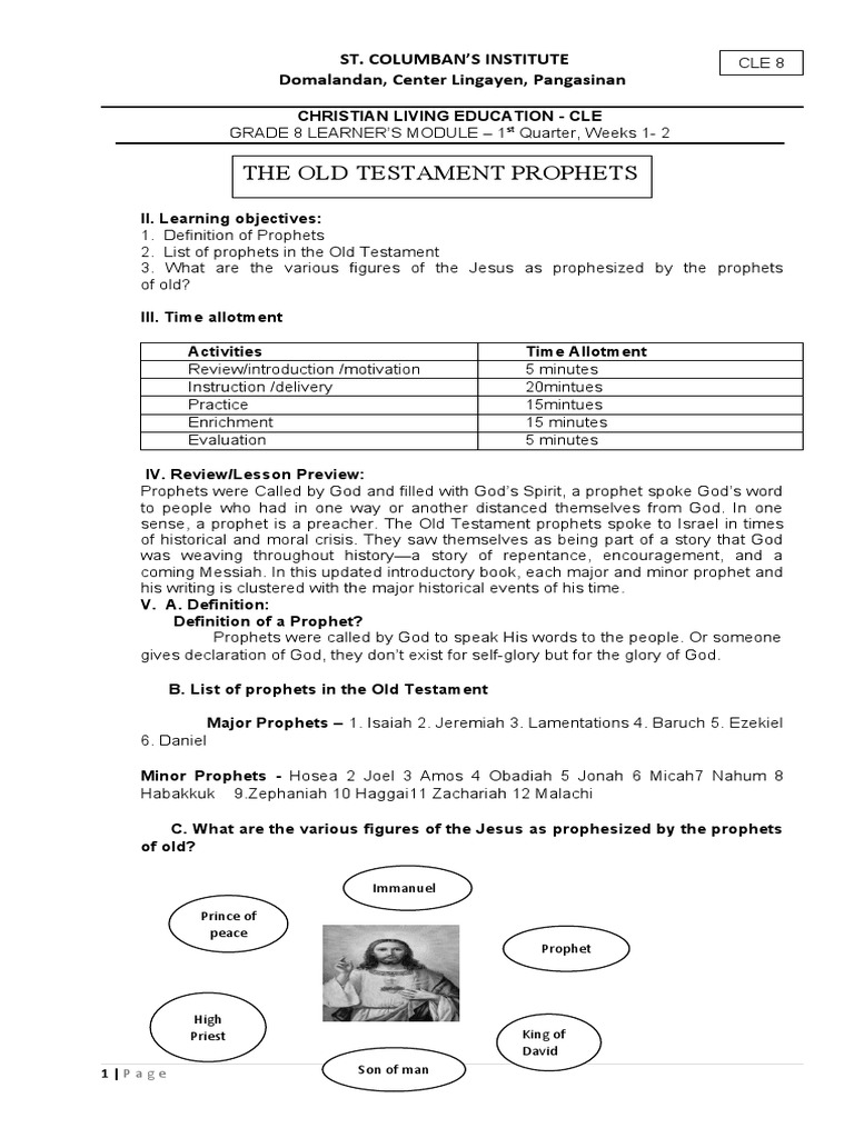 CLE 8. Quarter 1. Week 1-2 | PDF | Jesus | Nevi'im