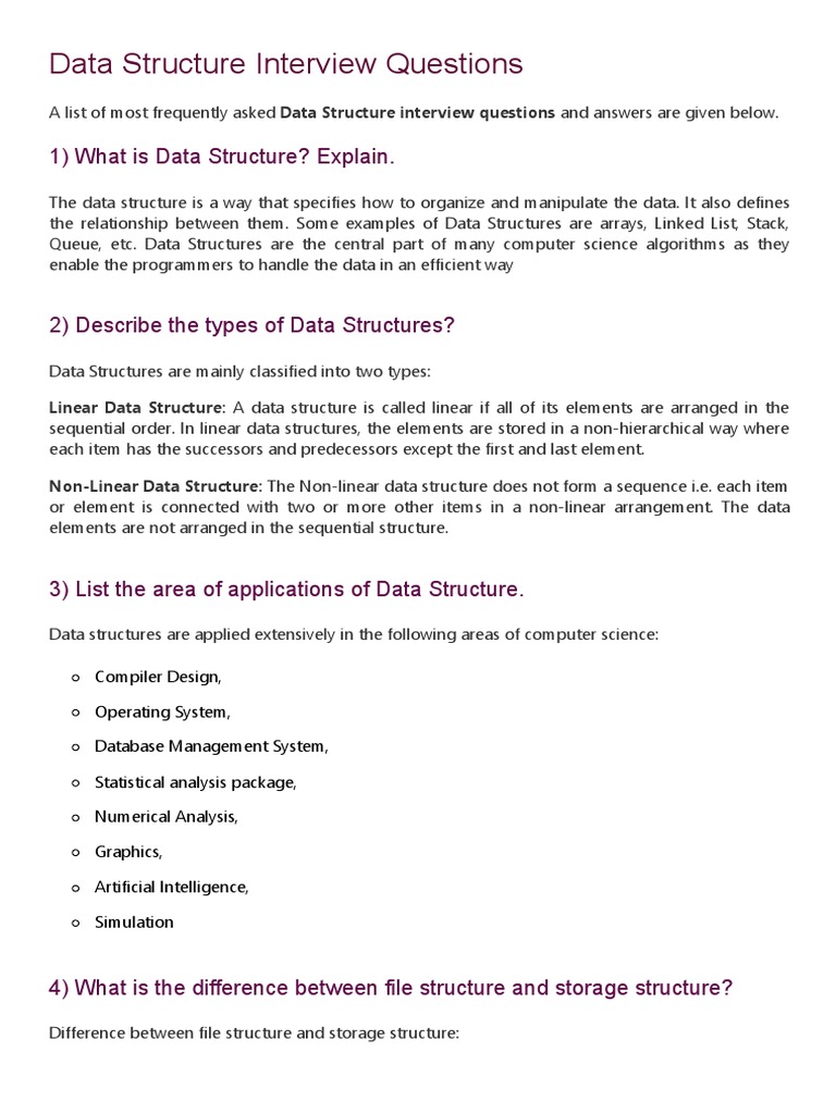 Data Structure Interview Questions (2021) - Javatpoint | PDF | Pointer (Computer Programming ...