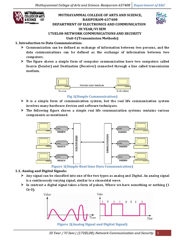NCS Unit 1 - Transmission Methods | Download Free PDF | Modulation | Multiplexing