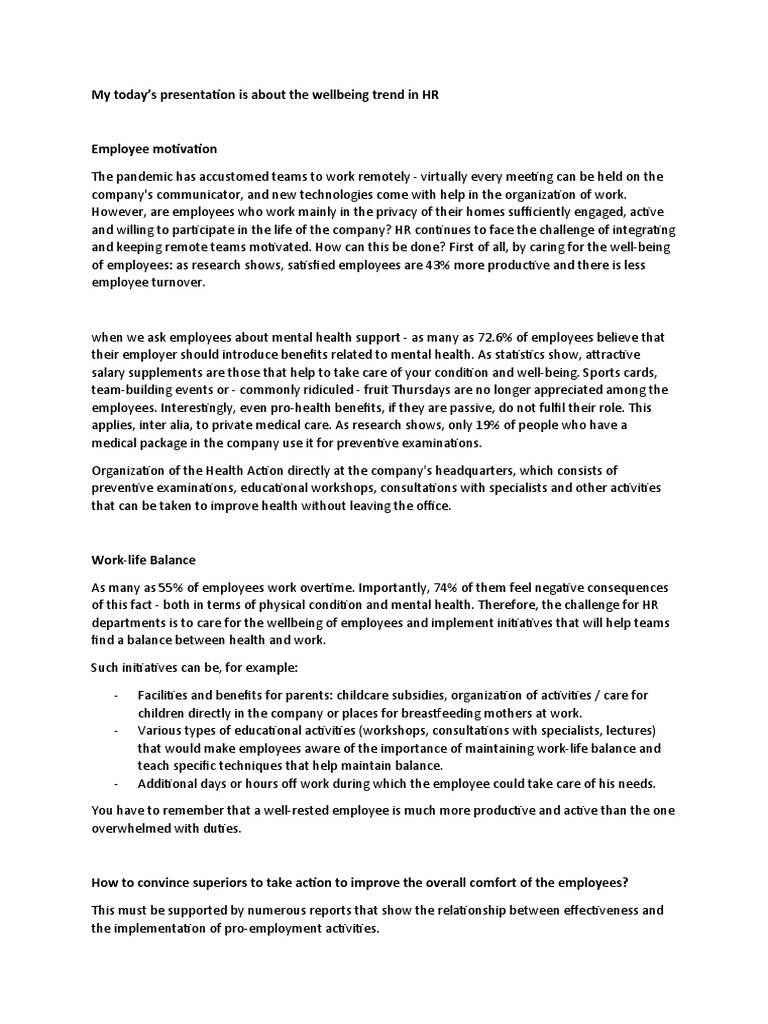 Employee Wellbeing-Project Transcript | PDF | Employment | Well Being