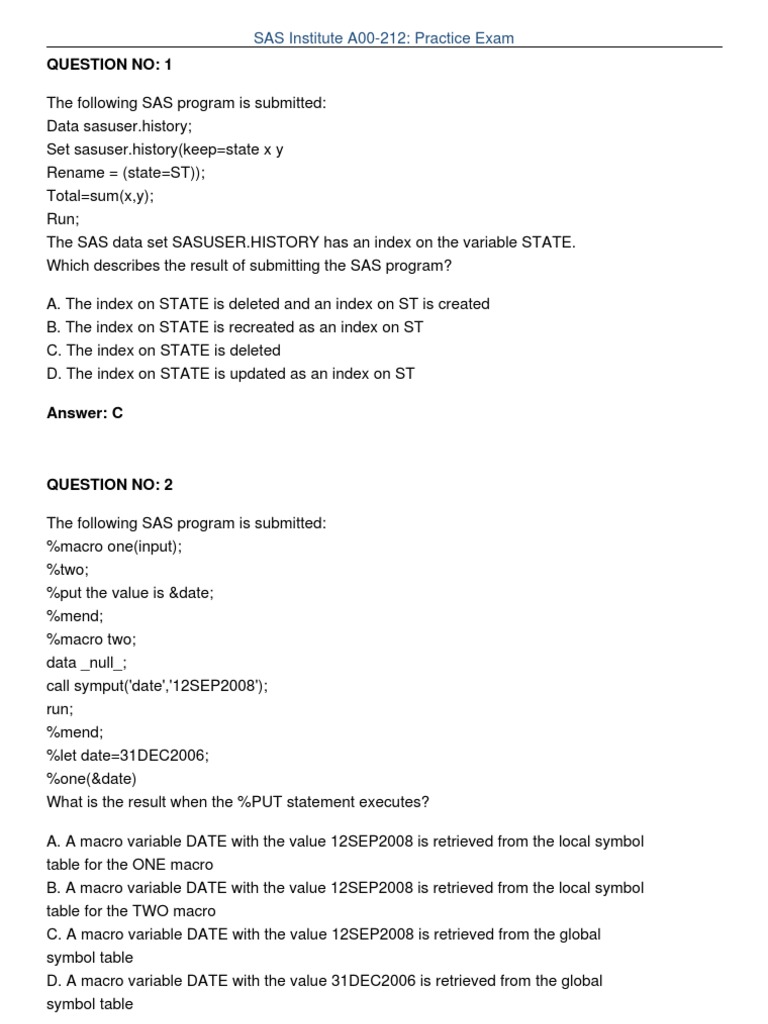 A00 212 | PDF | Sas (Software) | C (Programming Language)