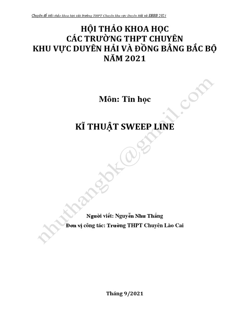 SweepLine - TIN HOC - CHUYEN DE DUYEN HAI 2021 | PDF