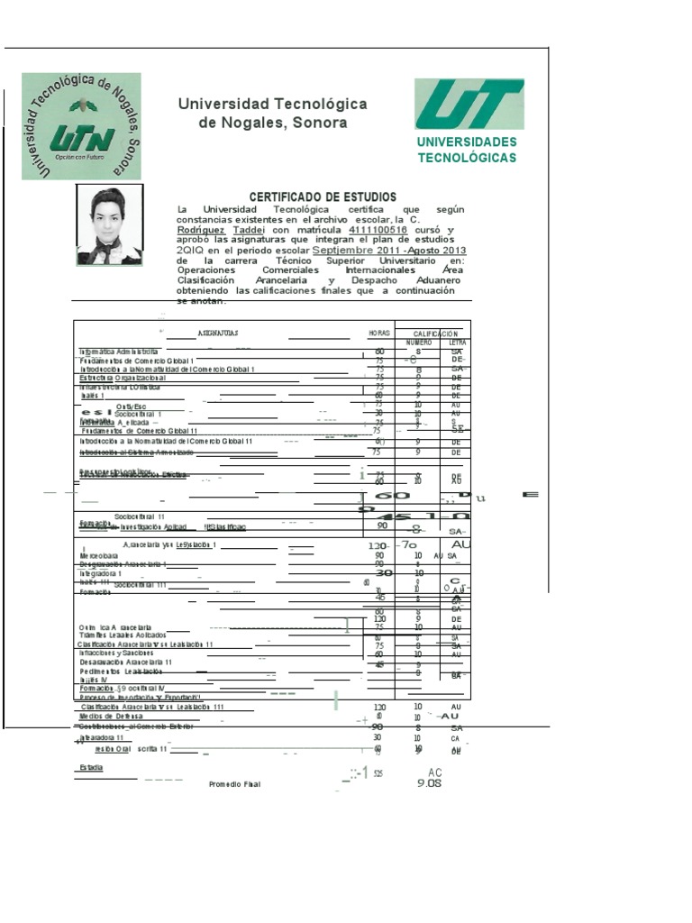 Certificado de Estudios TSU | PDF