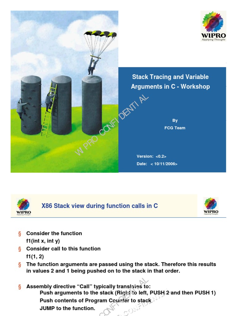 Wipro Confidential: Stack Tracing and Variable Arguments in C - Workshop | Download Free PDF ...