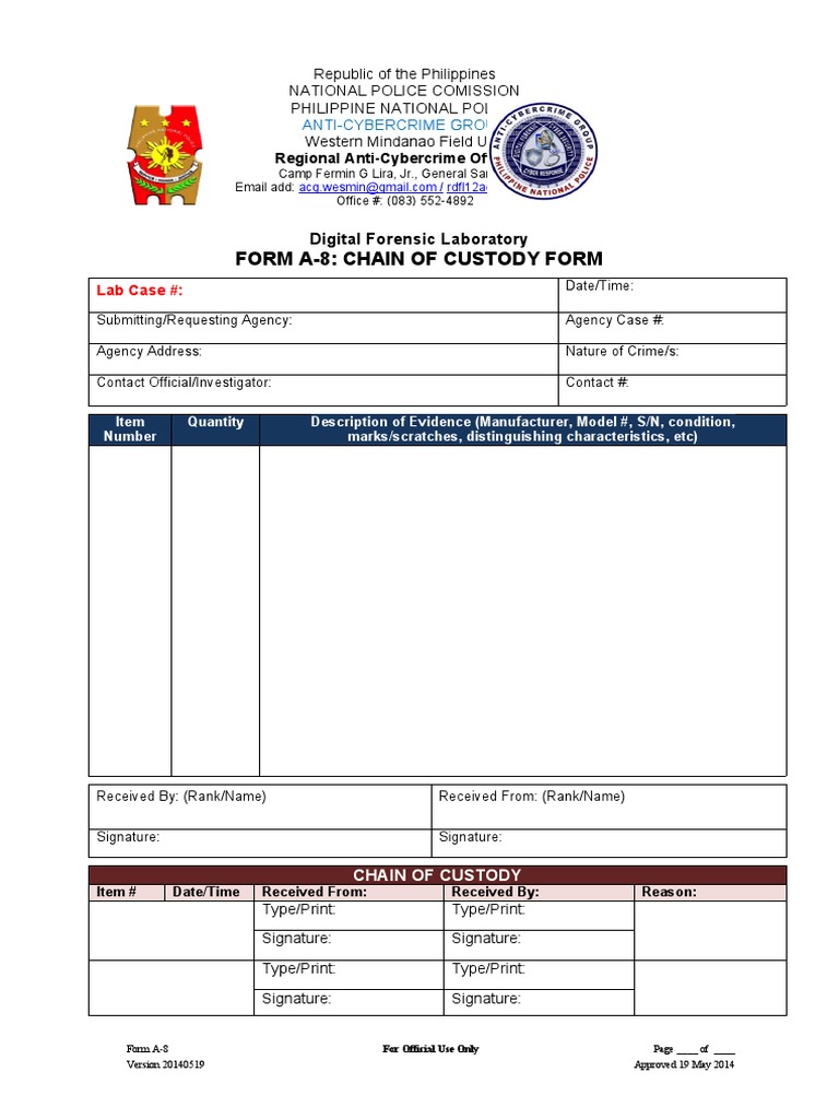 Digital Forensic Chain of Custody Form | PDF