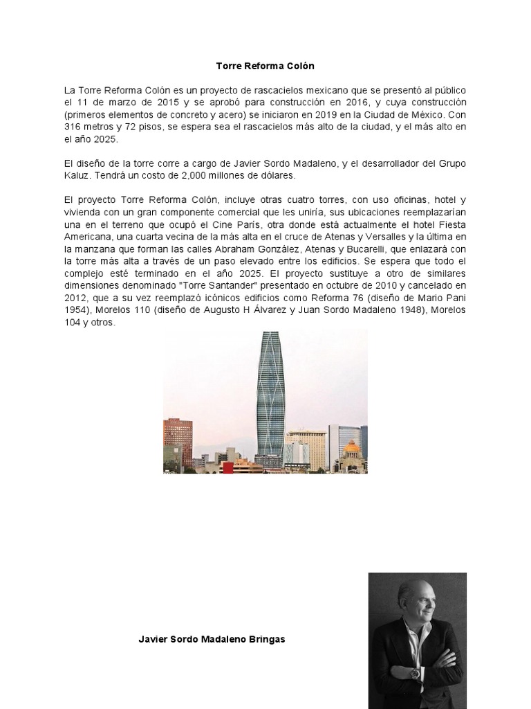 Torre Reforma Colon Mexico | PDF | Torre | México