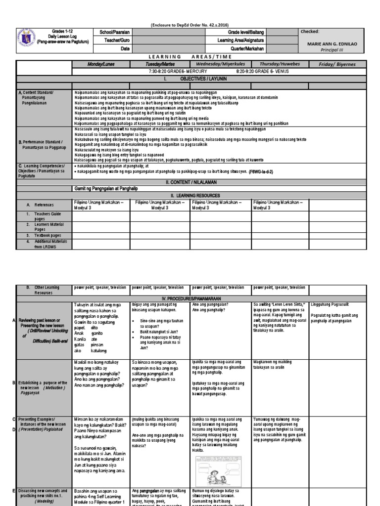DLL Filipino Week 3 | PDF