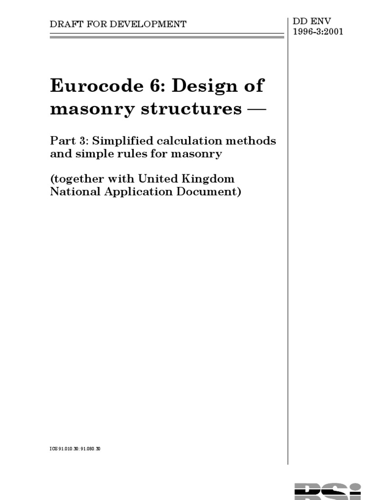 Eurocode 6 Part 3 Simplified Calculation Methods and Simple Rules For ...