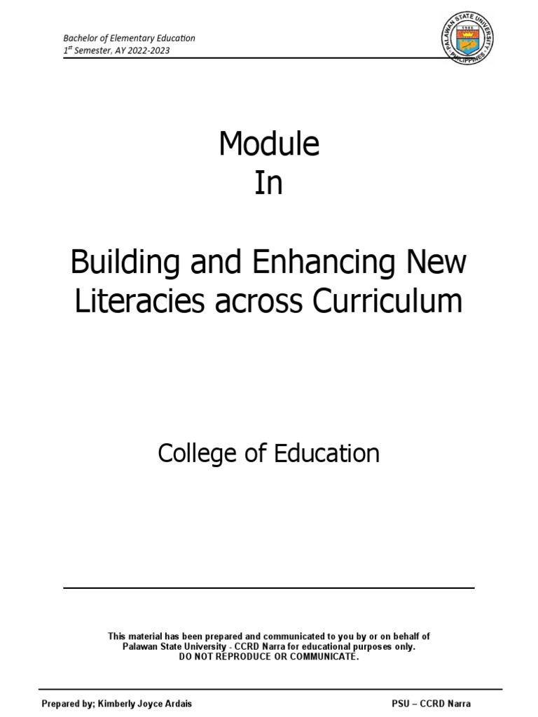 Module 1 ED3 LITERACY | Download Free PDF | Literacy | Learning