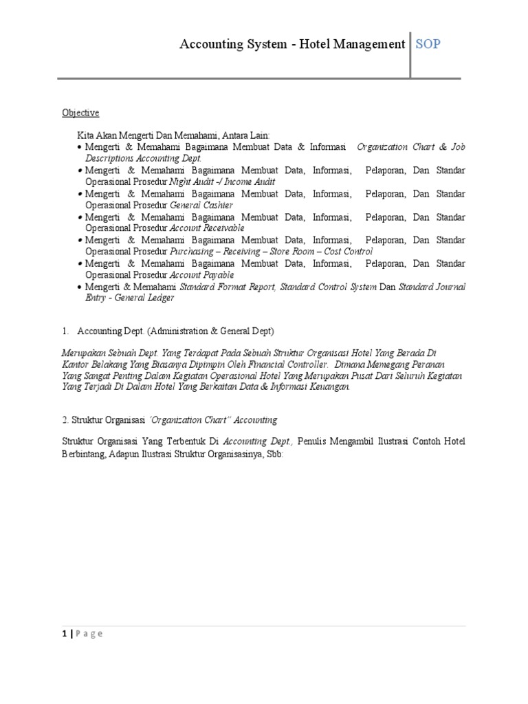 Accounting System - Hotel Management | PDF