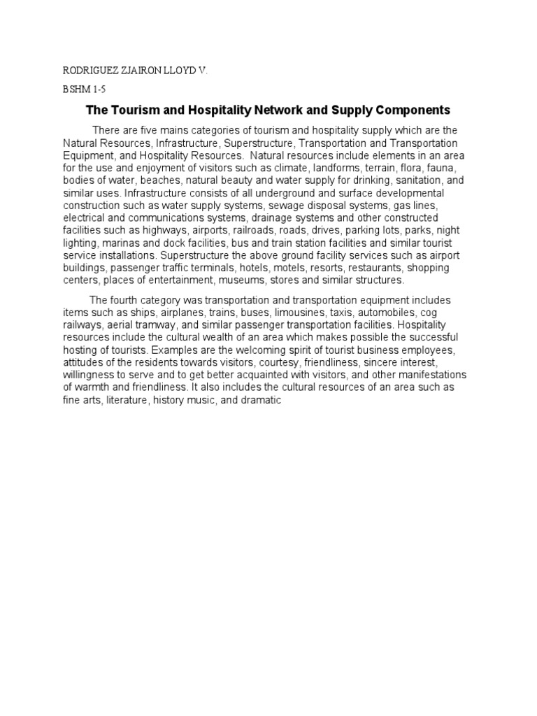 The Tourism and Hospitality Network and Supply Components | PDF