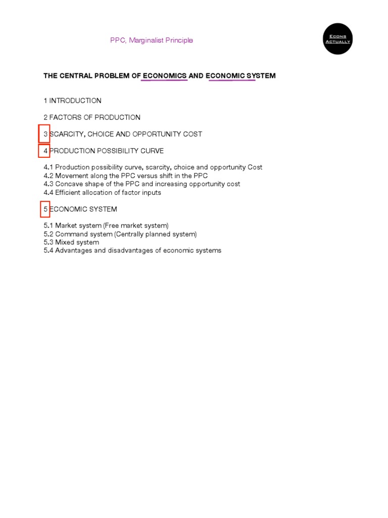 The Central Problem of Economics and Economic System PDF | PDF ...
