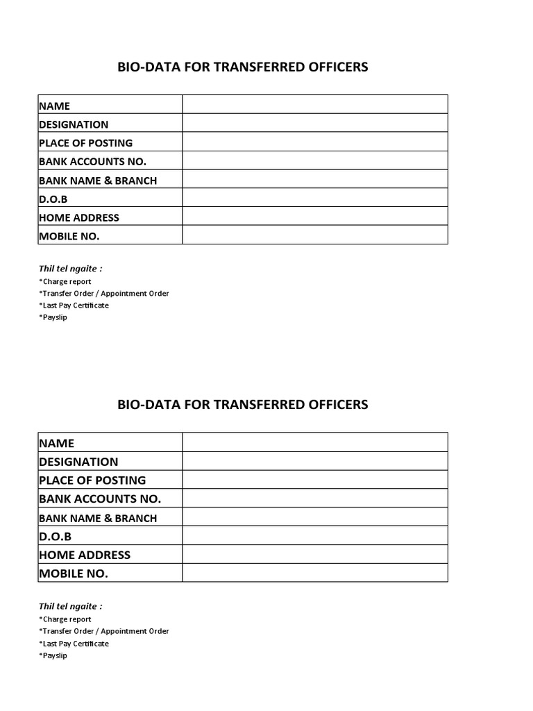 Officers BioData | PDF