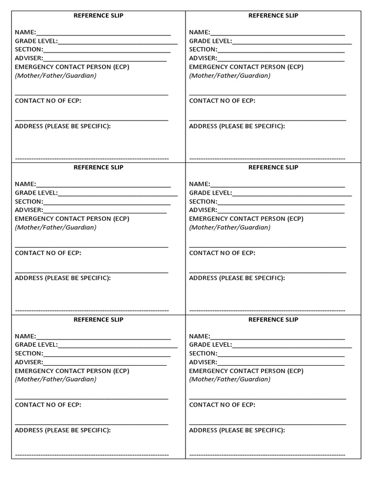 Reference Slip Pdf 